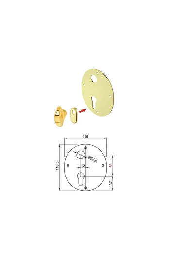 Tesio plate with bronze color knob for armored... | Filograsso.it